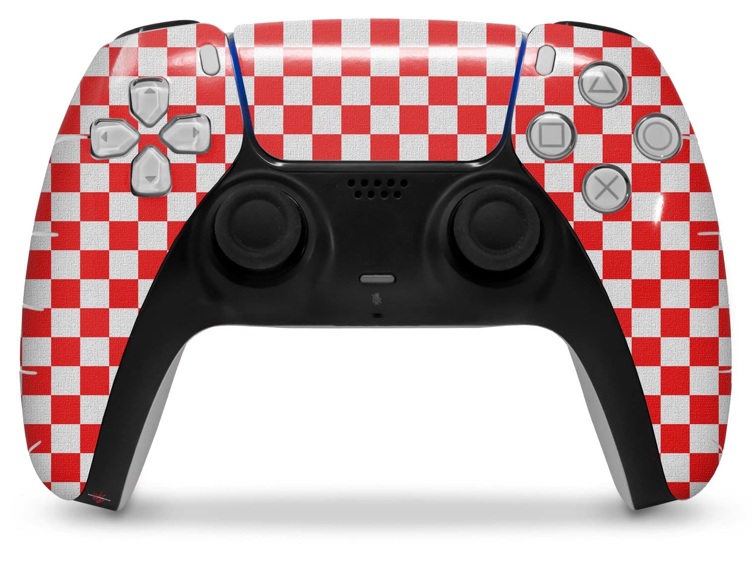 WraptorSkinz Skin Wrap compatible with Sony PS5 DualSense Controller Checkered Canvas Red and White (CONTROLLER NOT INCLUDED)