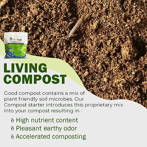 Fishnure 4 pounds Natural Living Compost Starter, Enhancer and Accelerator - 1 Bag for 1000lb (1m3) of Compost with Proprietary Blend for Effective, Odor Free and Natural Compost