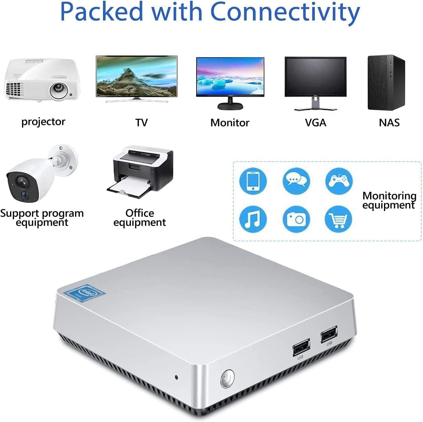 Fanless Mini PC Intel Atom Z8350 Processor,Mini Computer Windows 10 Pro,8GB LDDR3 128GB EMMC,Mini Desktop Computer Support Dual Display/4K HD/2.4G+5G Dual-Band WiFi for Business Home Theater