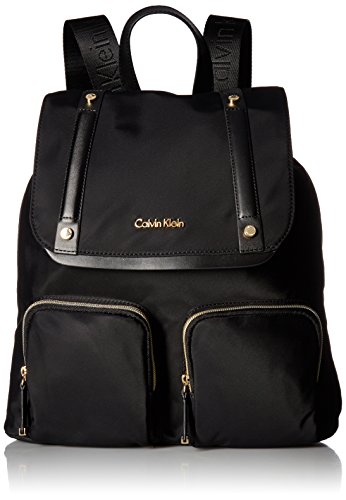 Calvin Klein Teodora Nylon Backpack, Black/Gold
