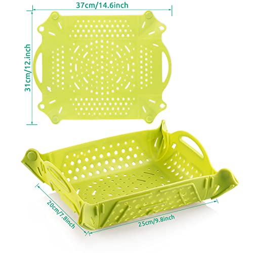 Silicone Trivet Mat, Hot Pot Holder Hot Pads for Table & Countertop, Teapot Trivet Kitchen Trivets, Dish Drying Mat, Non-Slip & Heat-Resistant Silicone Mat, Green 14.6"x12"