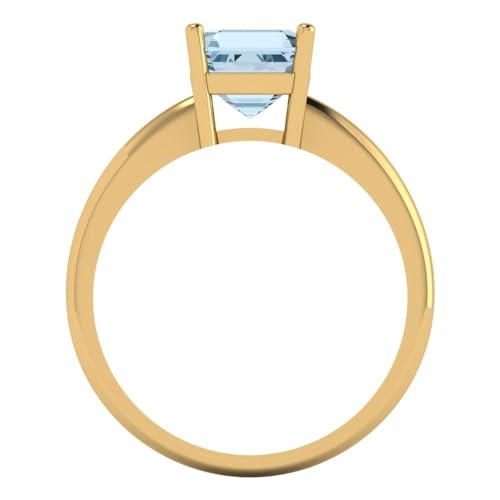 Clara Pucci 1.50 ct Asscher Cut Solitaire Natural Swiss Blue Topaz VVS1 Engagement Bridal Promise Anniversary Ring 18k Yellow Gold 4.5