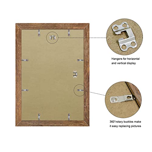 PQSNZ 16x20 Picture Frame Brown Poster Frame for Wall Mounting or Tabletop Display 20x16 Rustic Picture Frames collage Wall Decor Set of 2