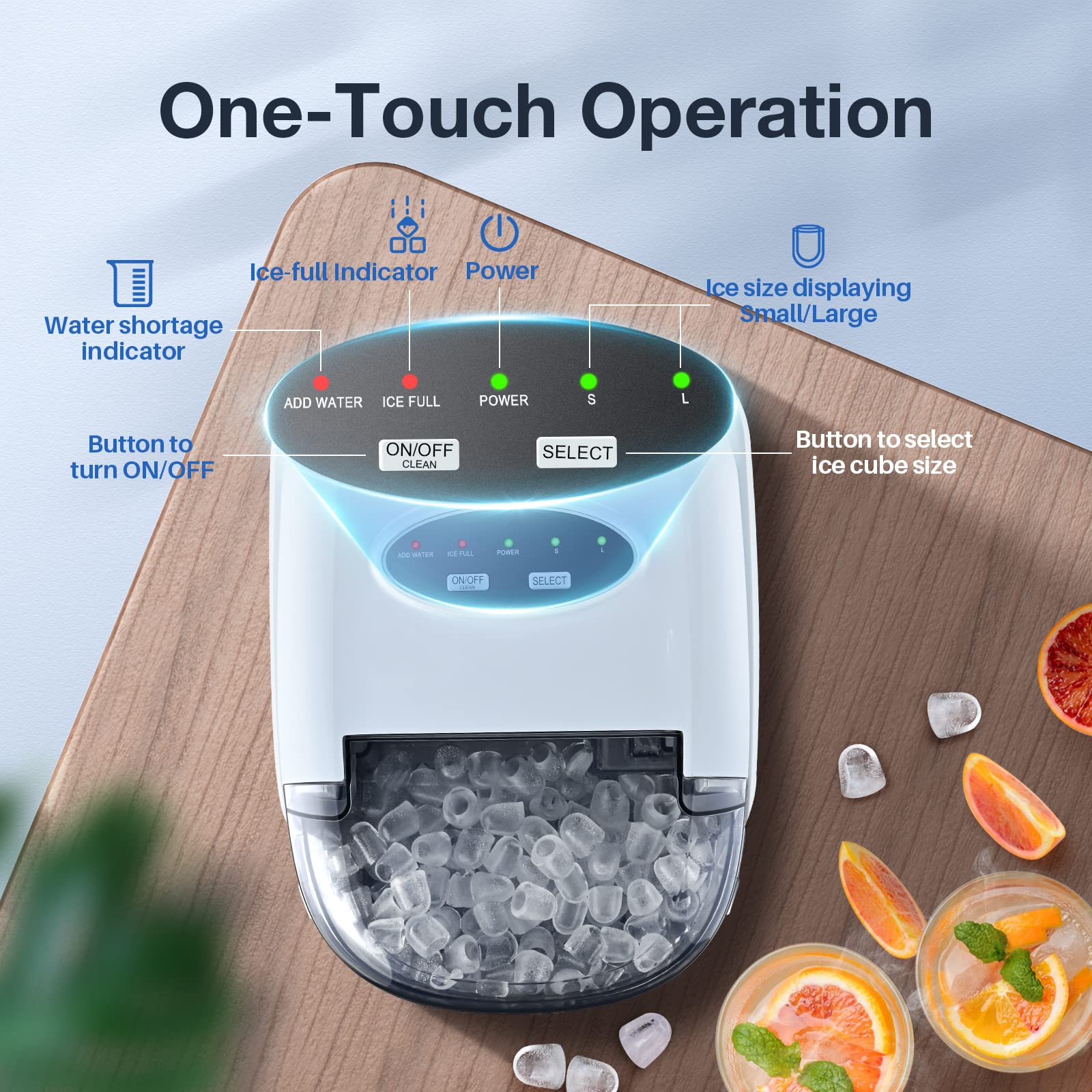 Ice Maker Countertop Machine with Self-Cleaning Function,26LBS in 24 Hours, 9 Ice Cubes Ready in 6 Mins, Compact Ice Cube Maker with Ice Scoop & Basket for Home Kitchen Office Bar (White)