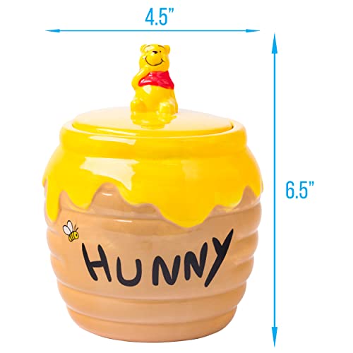 Silver Buffalo Disney Winnie the Pooh Honey "Hunny" Pot Sculpted 3D Hand Painted Ceramic Snack Cookie Jar (Small)