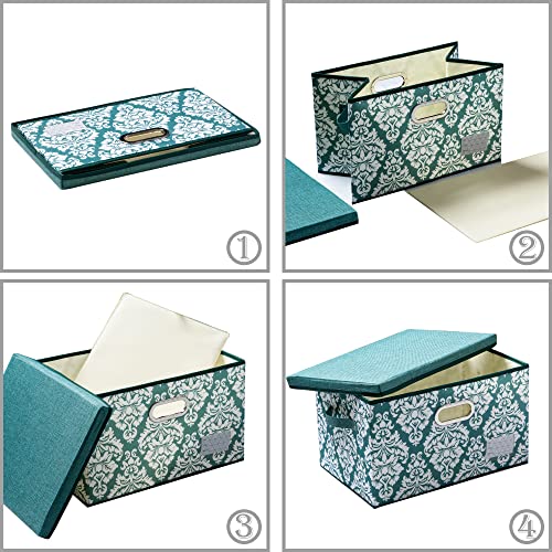 PRANDOM Large Collapsible Storage Bins with Lids [3-Pack] Fabric Foldable Storage Boxes Organizer Containers Baskets Cube with Cover for Home Bedroom Closet Office Nursery (17.3x11.8x10.4)