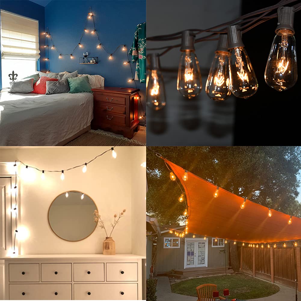 GOOTHY ST40 Edison Replacement Bulbs, 7 Watt E17 Intermediate Screw Base Clear Edison Light Bulbs ST40 Replacement Bulbs for Outdoor String Lights, C9 Incandescent Light Bulbs, Warm White-10 Pack