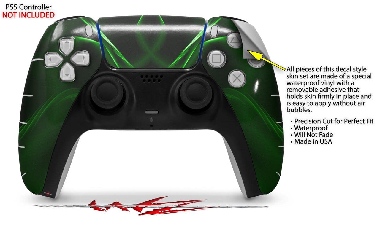 WraptorSkinz Skin Wrap compatible with Sony PS5 DualSense Controller Abstract 01 Green (CONTROLLER NOT INCLUDED)