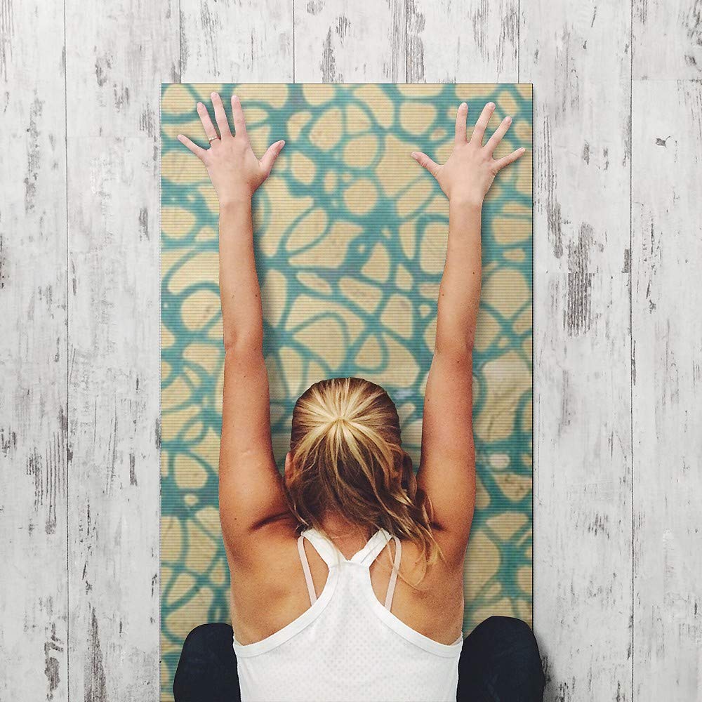 CANVAS ON DEMAND Yoga and Pilates Non-Slip Fitness Mat with Carrying Strap (Jeweled Panel in Gold) 24"x70"
