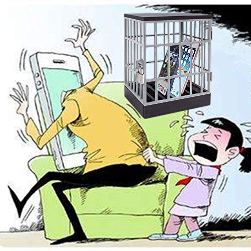 Mobile Phone Jail Cell Phones Prison Lock Up Safe Smartphone Stand Holders Classroom Home Table Office Storage Gadget -Family Time, Party Fun Novelty Gift Idea