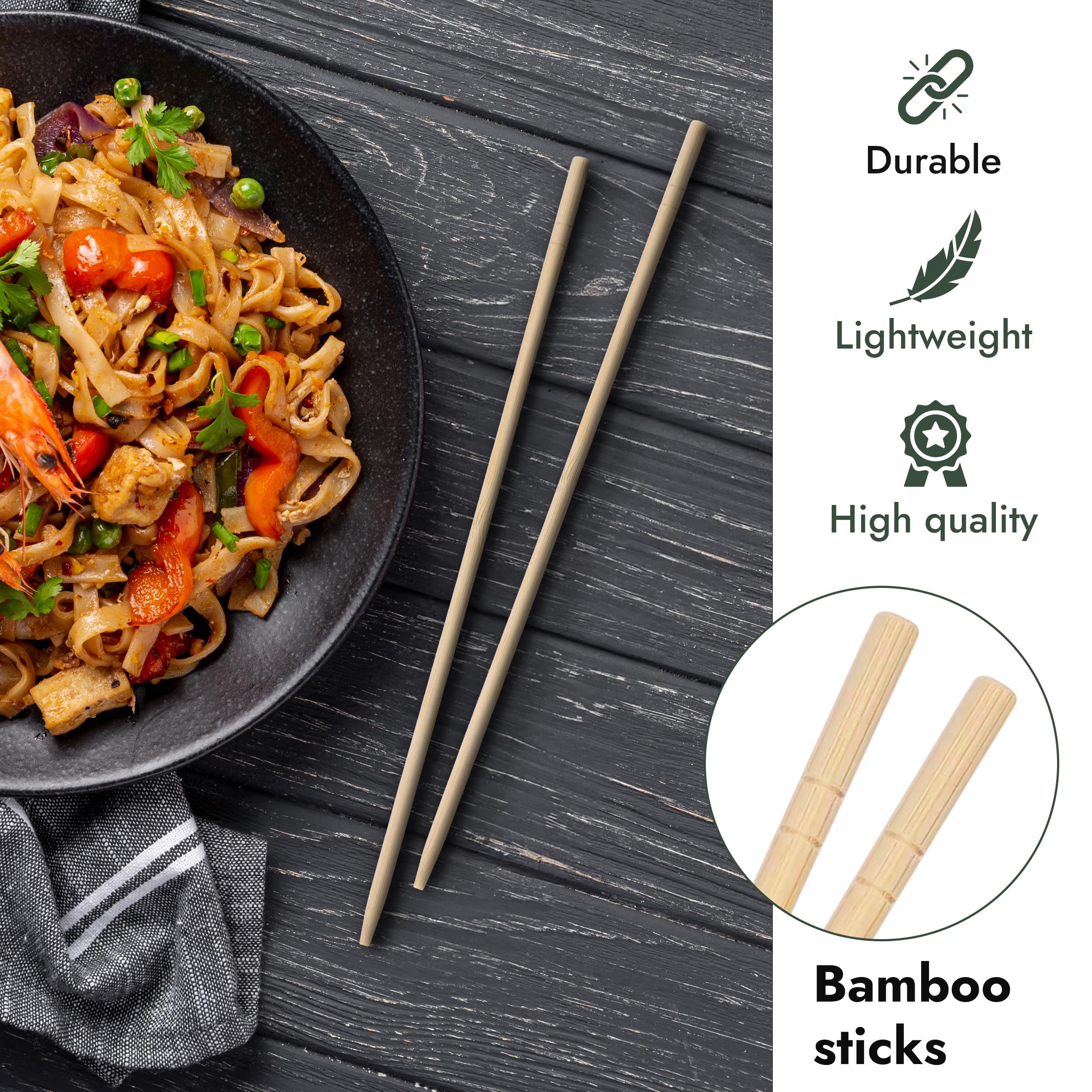 Great Credentials Premium Bamboo Chopsticks Disposable 9 Inch Long Sleeved and Separated 100 Pairs Red