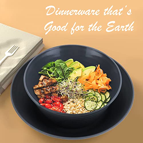Wrova Wheat Straw Dinnerware Sets - 8 set Unbreakable Microwave Safe Dishes - Reusable Wheat Straw Plates and Bowls Sets for Kitchen - Kid’s Wheat Straw Bowls and Plate for Cereal, Soup (4 color)