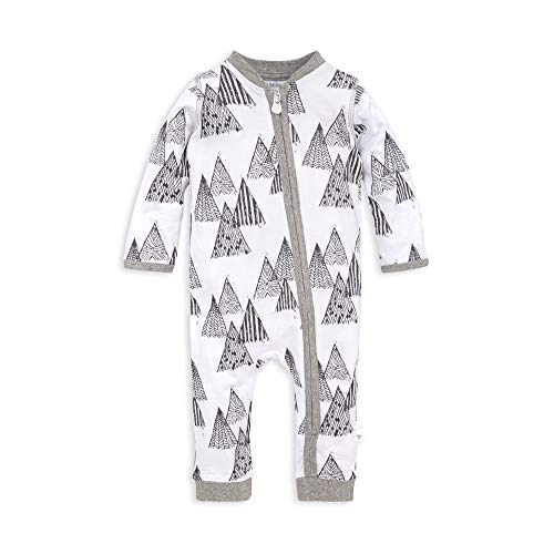 Burt's Bees Baby baby boys Romper Jumpsuit, 100% Organic Cotton One-piece Coverall and Toddler Footie, Penned Peaks Zip, 3 Months US