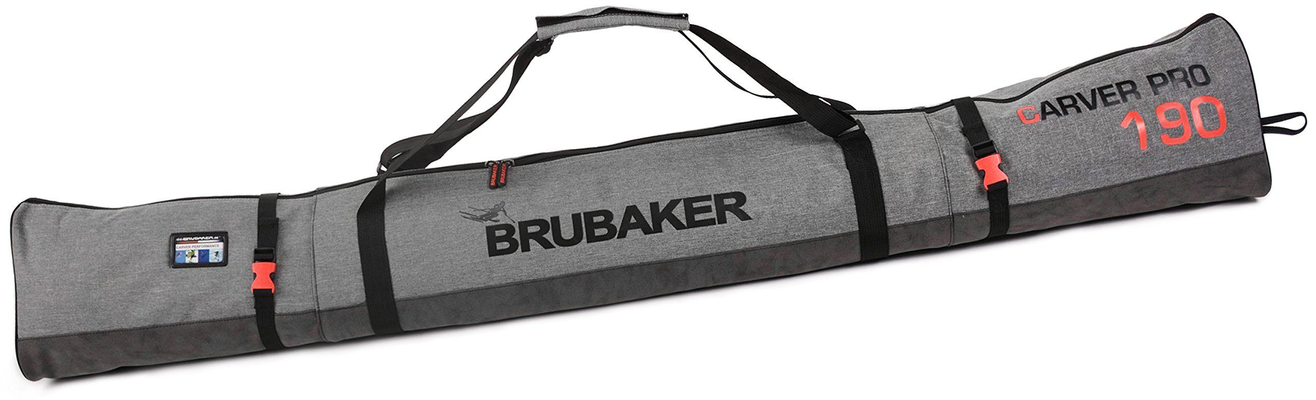 BRUBAKER Combo Ski Boot Bag and Ski Bag for 1 Pair of Ski, Poles, Boots, Helmet, Gear and Apparel - (190 cm) 74 3/4" - Gray
