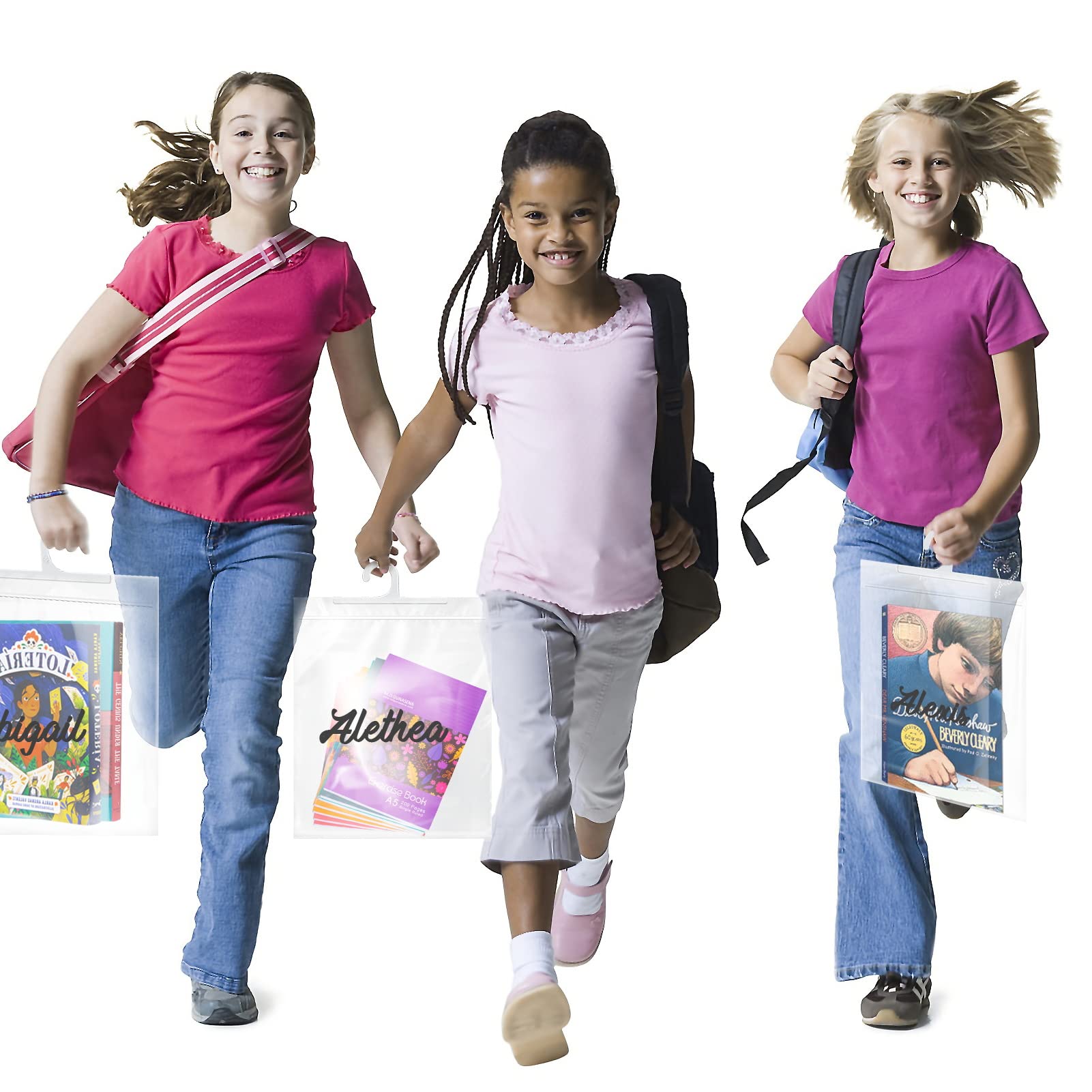 Hanging Storage Bags 24 Pack, Large Hook 10 x 12.5-inch Clear Plastic Bags for Classroom, Library and Pharmacy Use