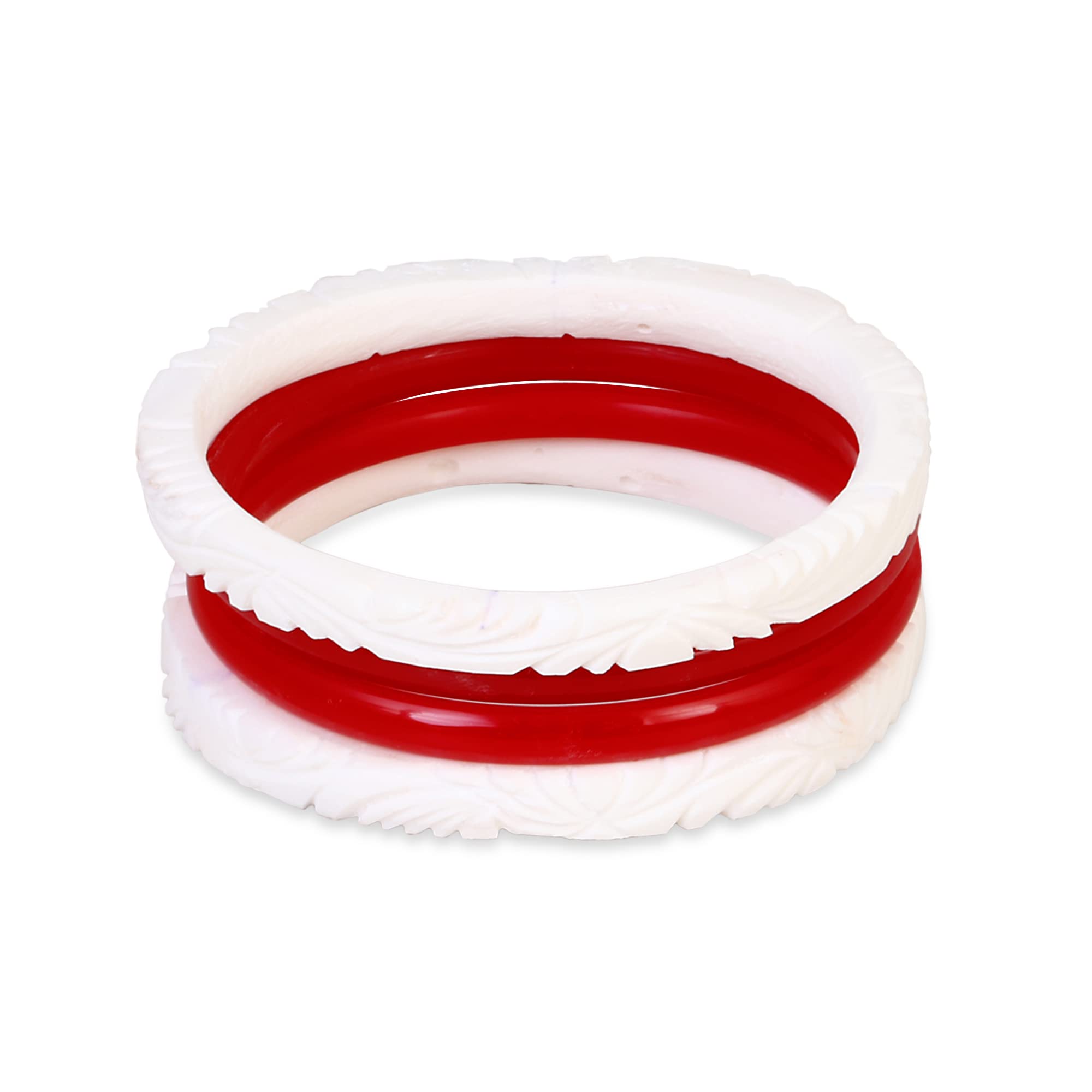 DigiRake Shanka Pola Bangles Original Set with Jewellery Bangle Box | Conch Shell Bangles | Bengali Bangles for Women | Sankha Chudi | Chudi Set | Shell Jewellery For Women (White, Medium)
