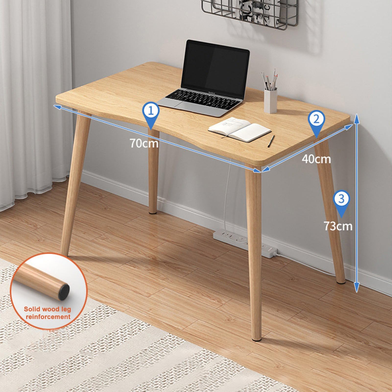 HEVIRGO Solid Wood Computer Desk Small Home Office Desk Study Table Student Writing Desks 28 Inch Rustic Style for Small Spaces, Bedroom, Offices, Dormitories Wooden Color