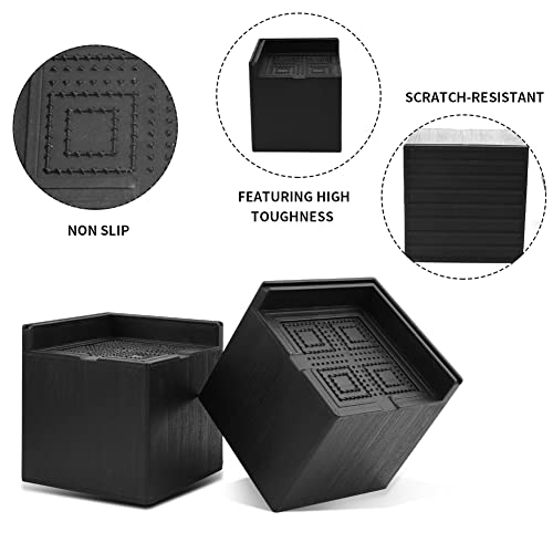 SELOTOKITER 4pcs Bed Risers,Heavy Duty Square Bedding Adjustable Bed Furniture Risers,L-Shaped Furniture Legs,Suitable for Beds,Sofas,Tables,Cabinets,Washing Machines,Refrigerators(Black)