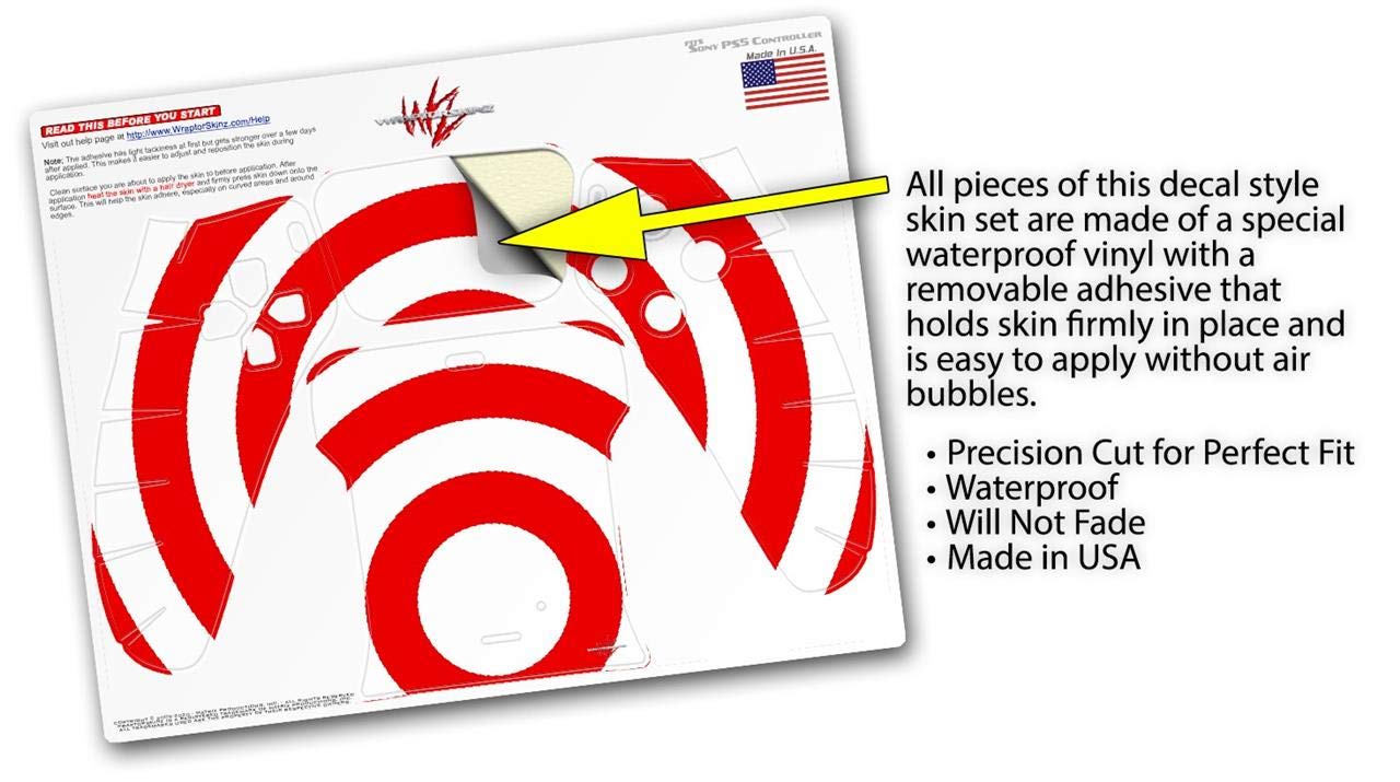 WraptorSkinz Skin Wrap compatible with Sony PS5 DualSense Controller Bullseye Red and White (CONTROLLER NOT INCLUDED)