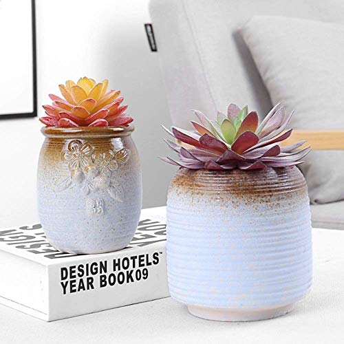 Flower Pots,Plant Pot,Planters,Plant Pots,Small Indoor Vintage Ceramic Creative Succulent Old Pile Stone Ware Plain,Fired Bonsai Flower Succulent Cactus Home & Office Decor Pots Simple Gift Idea (Col