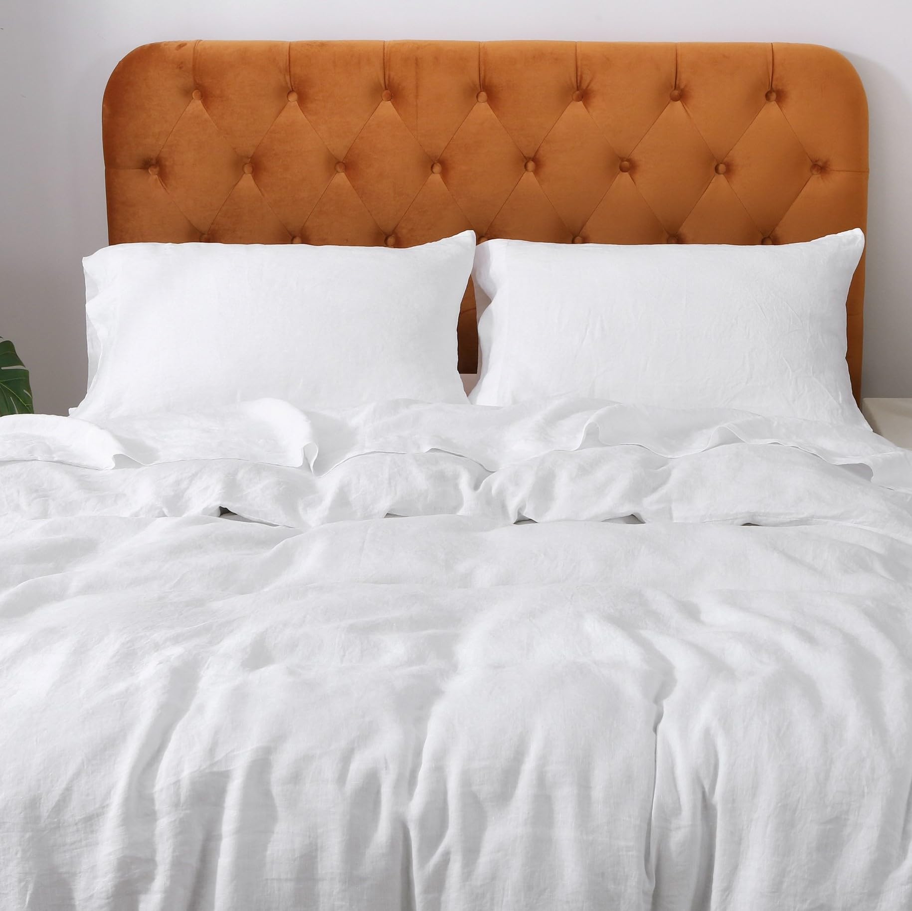 Highland Feather® - 100% French Linen Duvet Cover Set - Queen Size - White