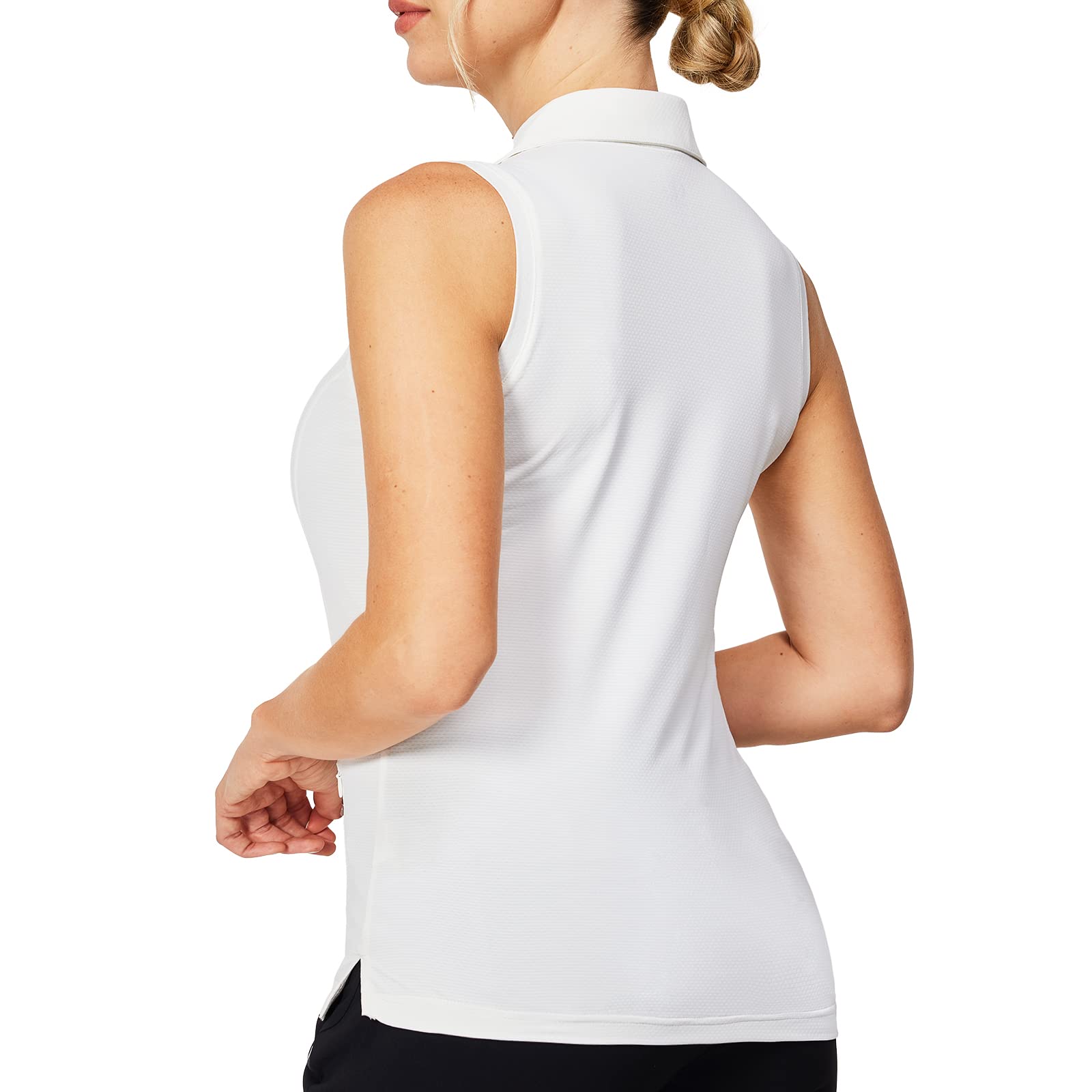 Casei Womens Sleeveless Polo Golf Shirts with Pocket Quick Dry T Shirts UPF 50+ Golf Apparel Athletic Work Tank Tops Shirts,White S