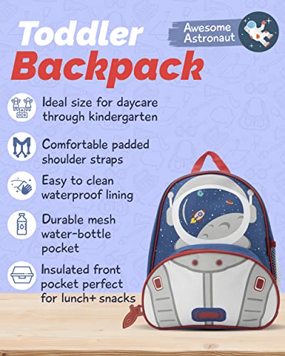 JOY2B Toddler Backpack for Boys and Girls - Space Astronaut Backpack for Girls and Boys - Kids Backpack for School Camp Travel - Preschool Backpack with Water Bottle Holder - Awesome Astronaut