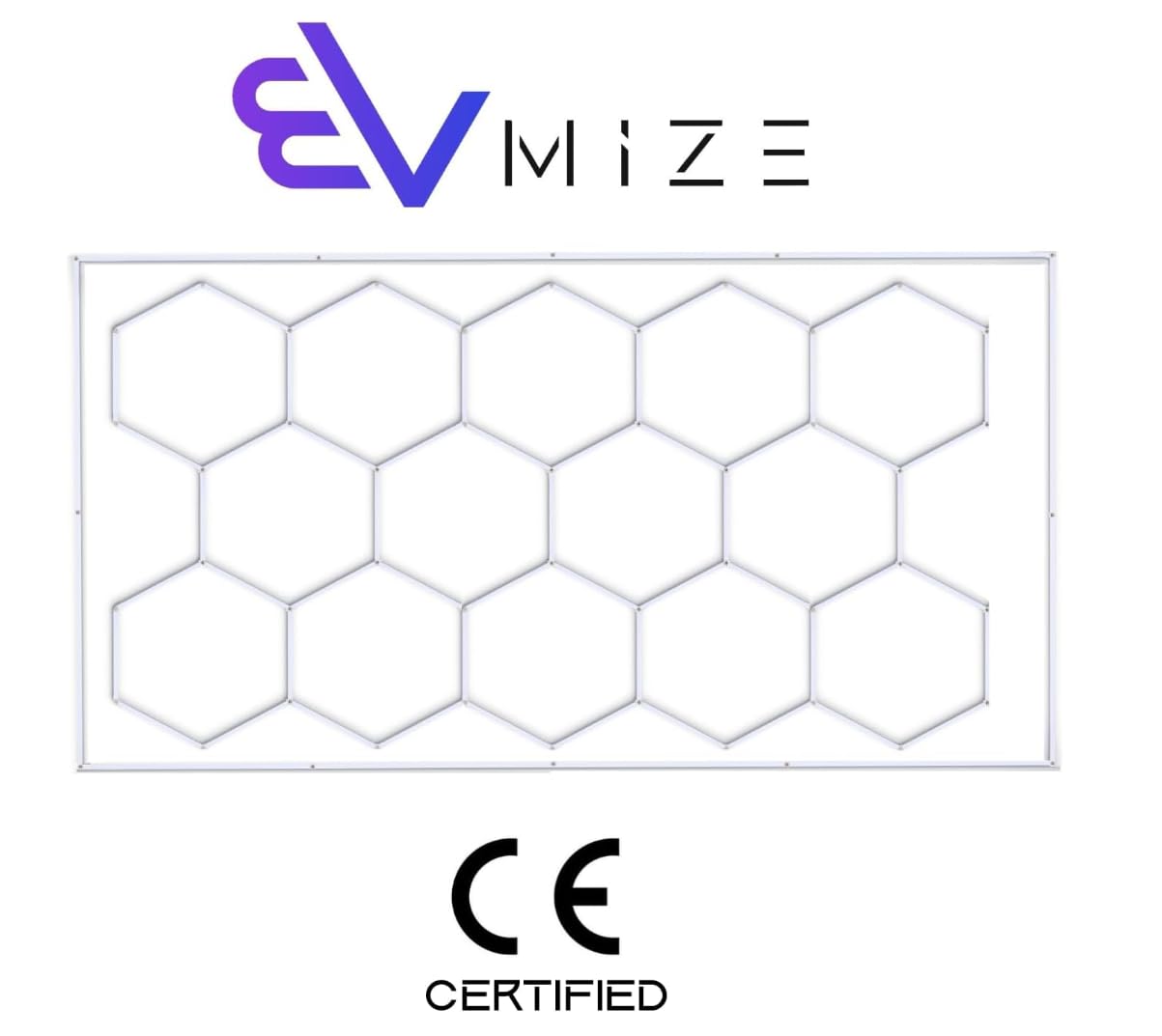 EVMIZE Hexagon LED Lights for Garage, Gym, Warehouse, Auto Car Detailing Shop, Office, Barbershop, Salon Light White 6500k CE Certified Hex Room LEDS Honeycomb Light