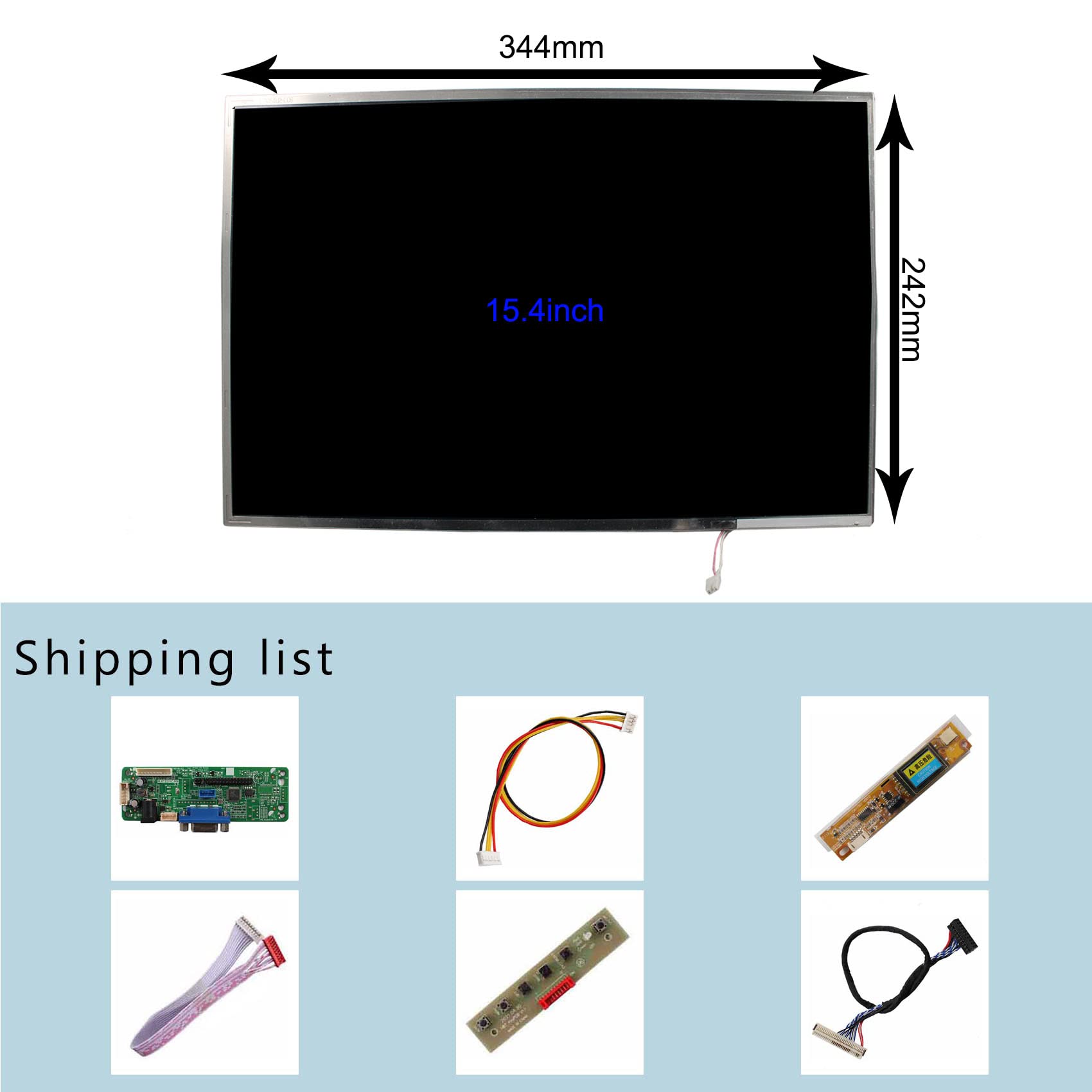 FanyiTek 15.4" 1280x800 TFT LCD Screen and VGA LVDs Controller Board 30pin