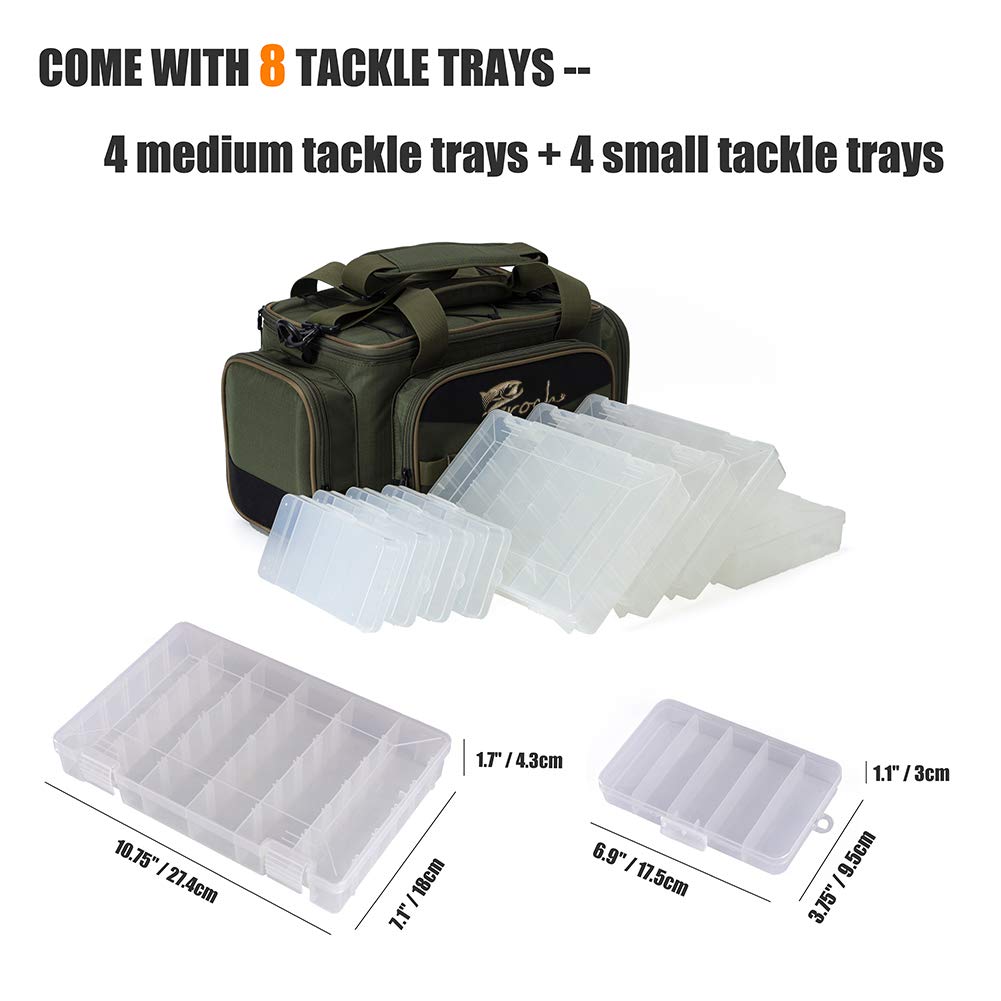 Croch Fishing Tackle Bags with 8 Trays Waterproof Tackle Bag Storage (Bag with 8 Trays)