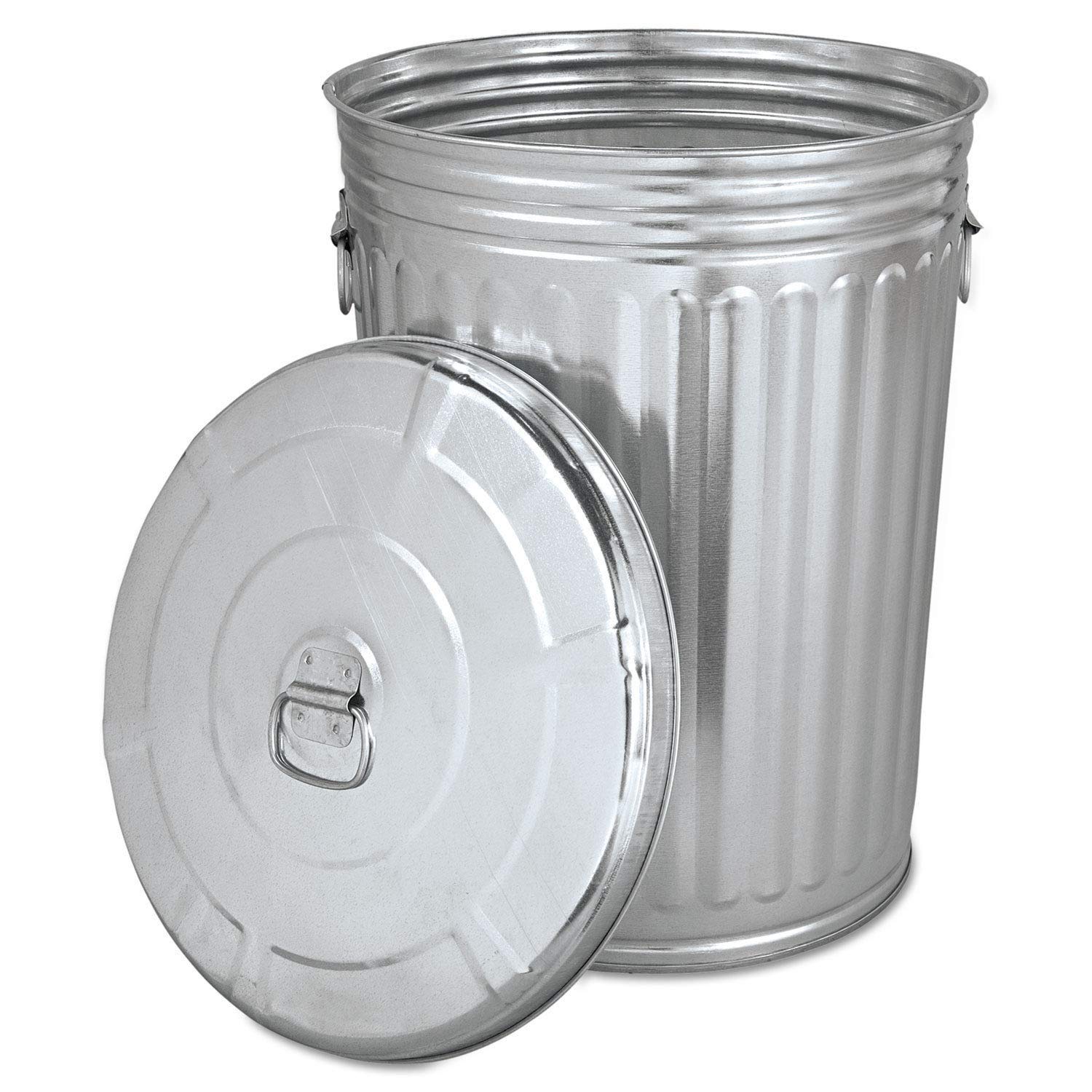 KCHEX Trash can with lid - Pre-Galvanized Trash Can with Lid Round, Steel, 20gal, Gray, Sold as 1 Each - Metal Trash can - Outdoor Garbage can with lid - Galvanized Trash can with lid.