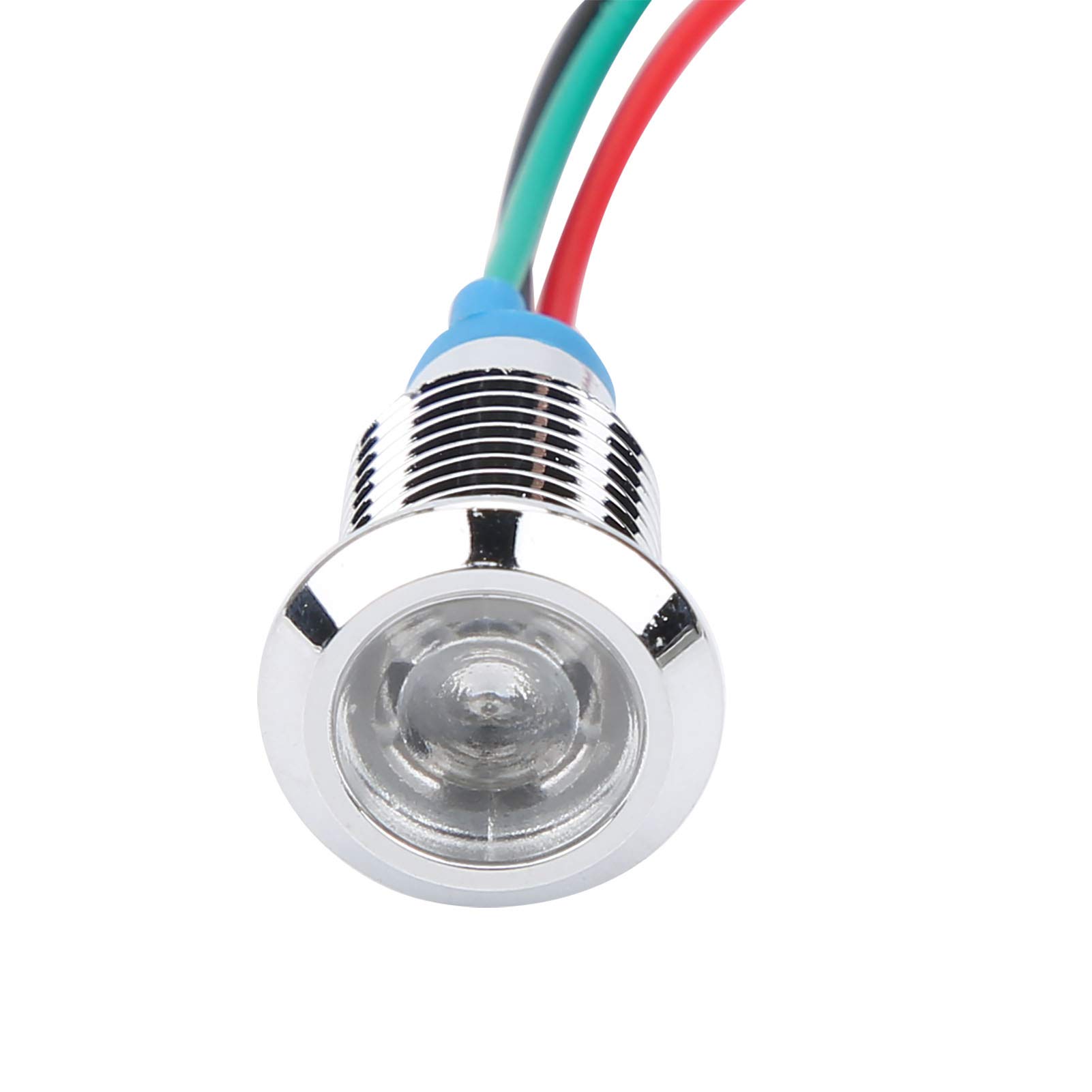 Hilitand 4 Sets Common Anode Round LEDs, 10mm Pre‑Wired Dual Color LED Waterproof Indicator Light 12‑24V(Red and Green)