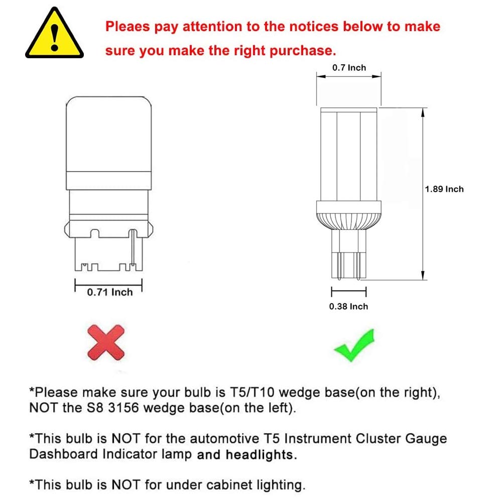 Makergroup T5 T10 Wedge Base 921 912 12V LED Light Bulbs 4W Natural White 4000K for RV Camper Travel Tailer Boat Marine Lights and Outdoor Landscape Deck Stair Step Path Lights 6pcs