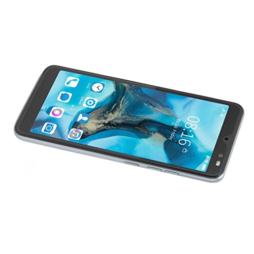 FECAMOS Dual Card Smartphone, 5.45in Screen 854x480 Resolution M12 Uitra Smart Phone Face Recognition Quad Core CPU Processor for Work(Grey)