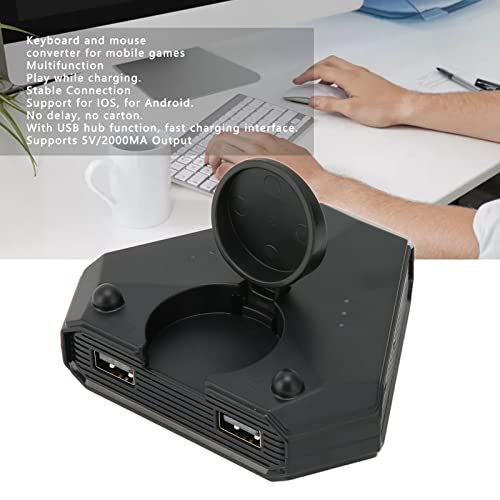 FECAMOS Game Controller Adapter, High Power Output with USB Hub Function Mouse and Keyboard Converter for Mobile Games