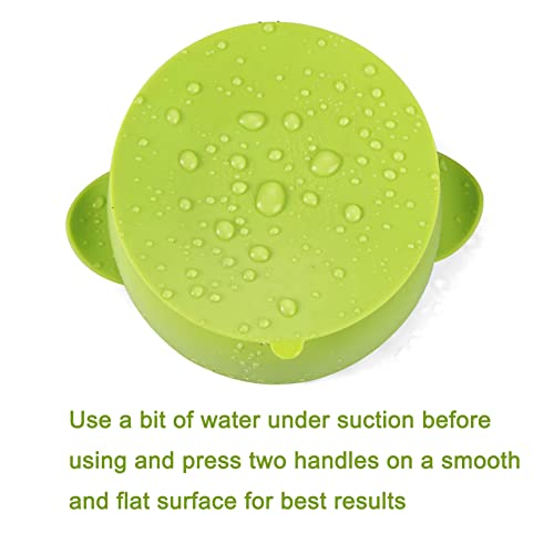 PandaEar Set of 2 Silicone Stay Put Suction Bowls | Large Cup Base| Food Grade Soft Safe BPA-Free Silicone | Babies Toddlers Infants | (Blue & Green)