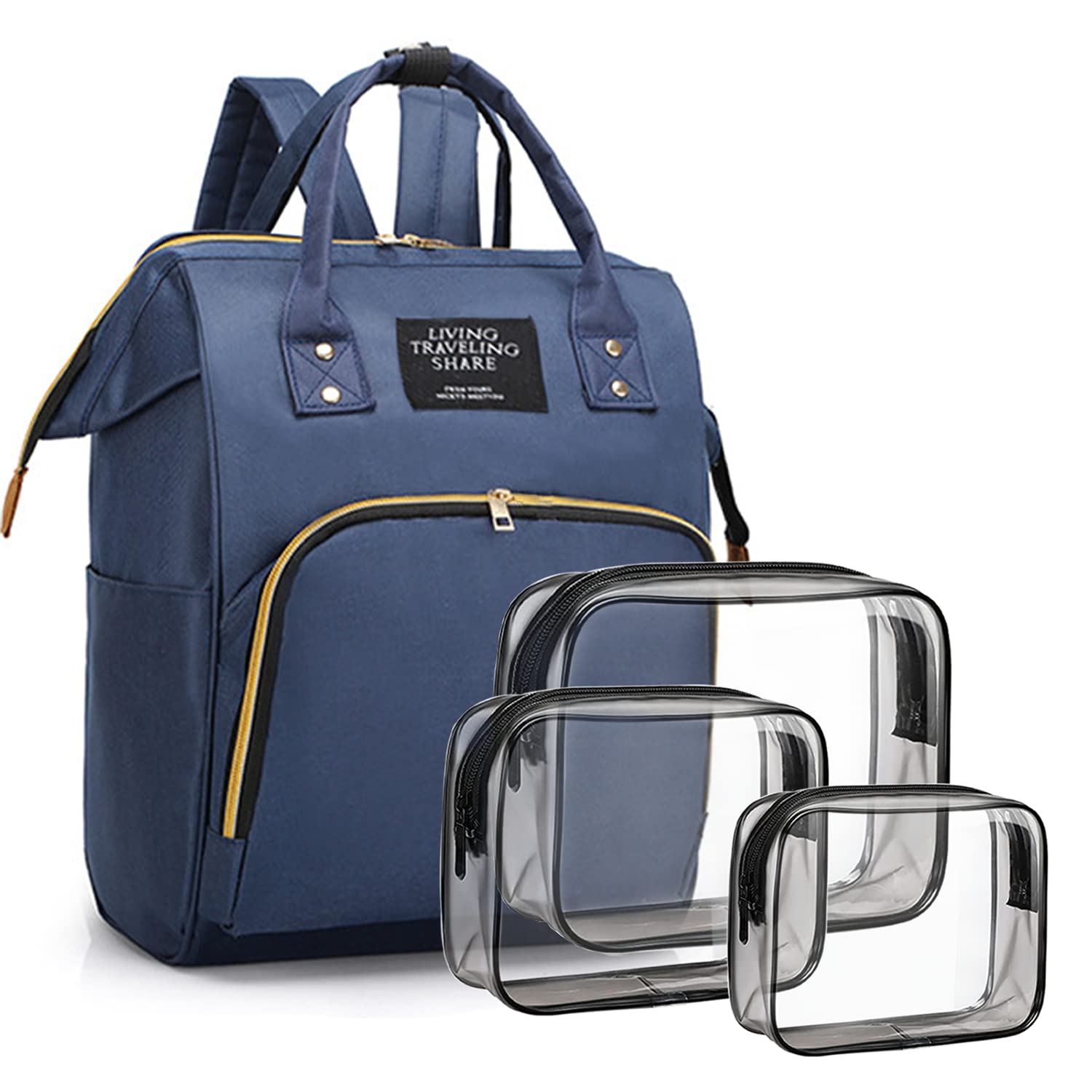 Diaper Bag with Organizing Pouches, Nappy Bags Handbag Multifunction Diaper Bag for Baby Care Travel Backpack Large Capacity Blue