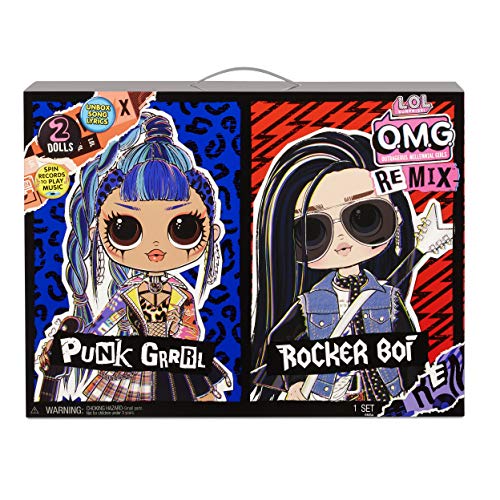 L.O.L. Surprise! O.M.G. Remix Rocker Boi and Punk Grrrl 2 Pack β 2 Fashion Dolls with Music