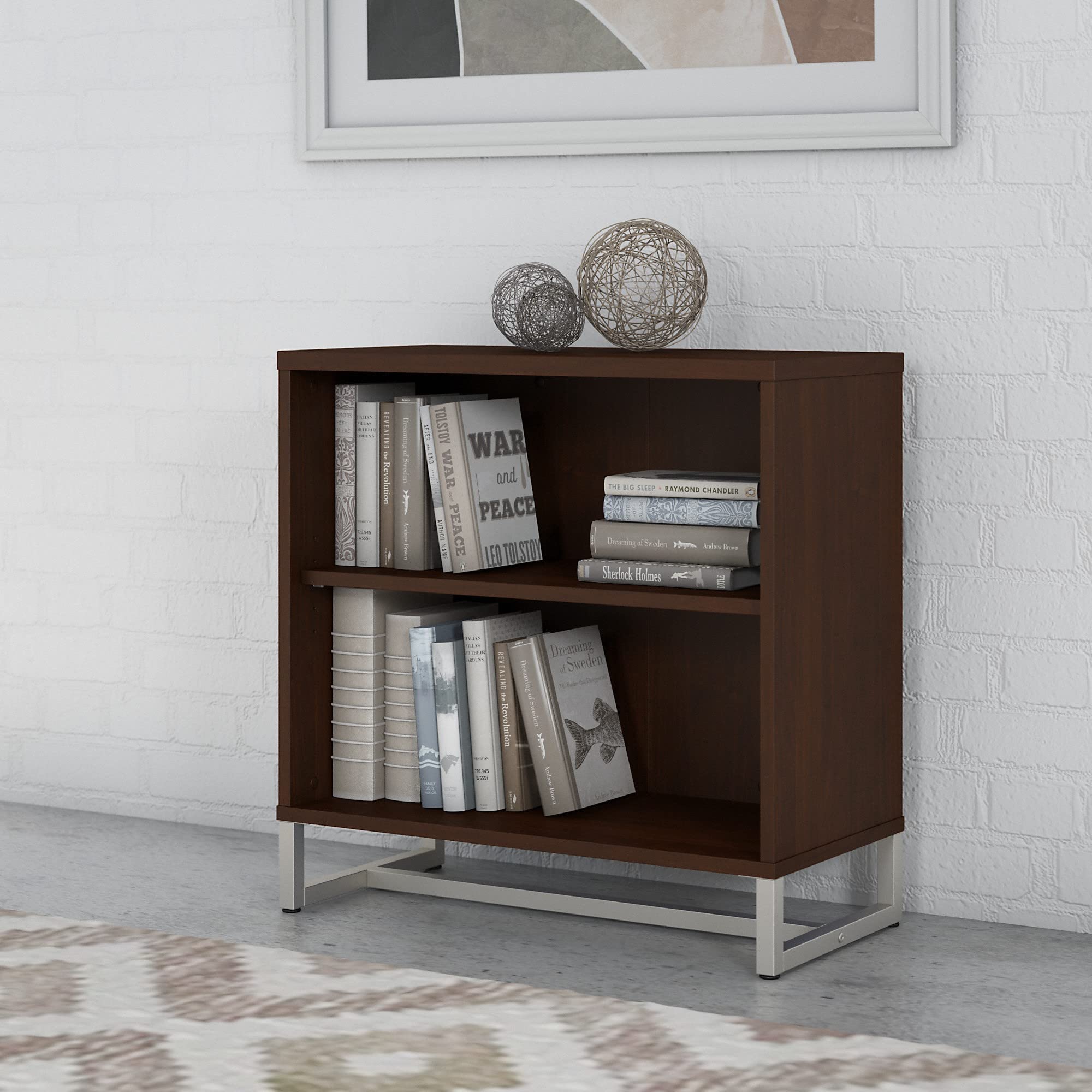 Bush Business Furniture Method 2 Shelf Bookcase Cabinet in Century Walnut