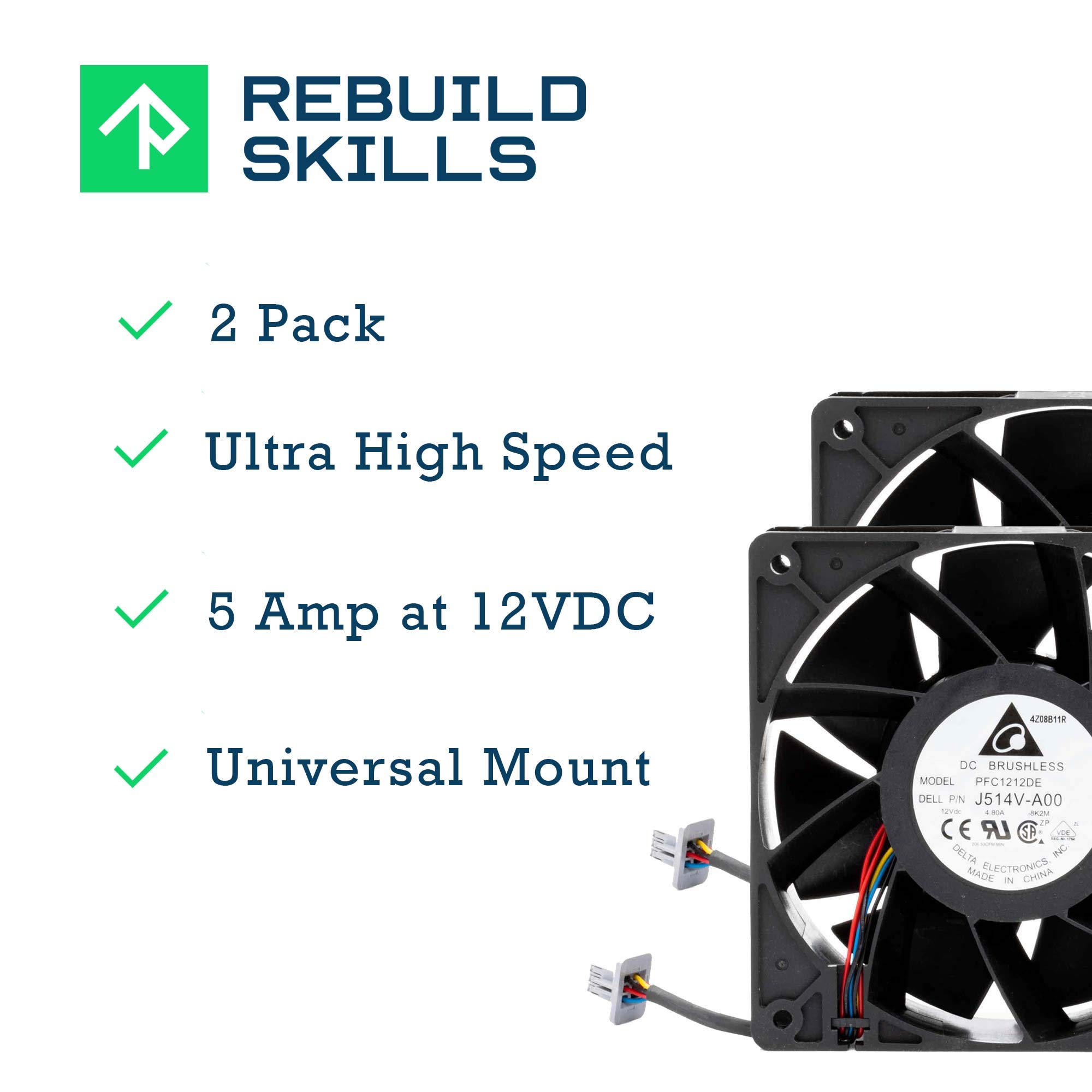 Brushless 5A 12VDC 120mm x 38mm Cooling Fan - 2pk