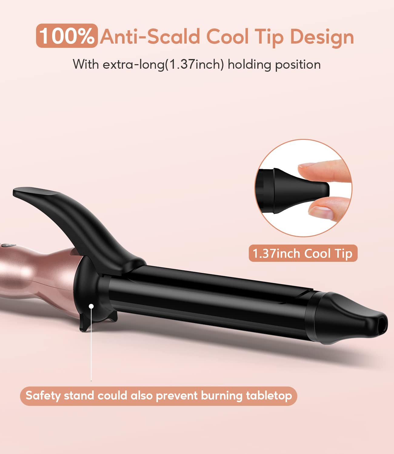 FARERY Tourmaline Ceramic Curling Wand - 1 Inch Barrel with Keratin & Argan Oil Infusion, 6 Adjustable Temperatures, Auto Shut-Off, and Dual Voltage