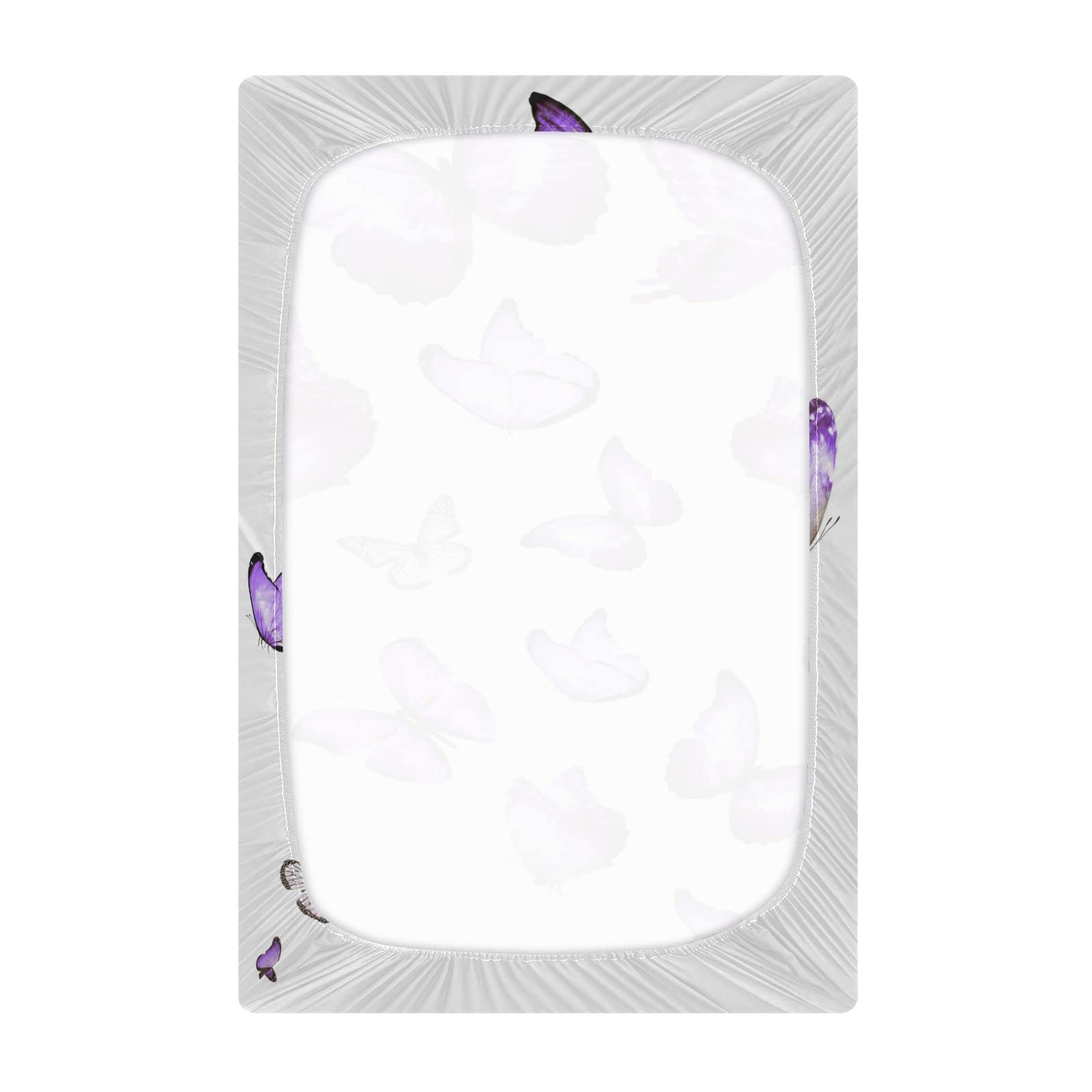 Crib Sheets, Soft Breathable Microfiber Baby Sheet for Standard Size Crib Mattress 28in x 52in, Purple Butterfly(2) Nursery Sheet(226cr2k)
