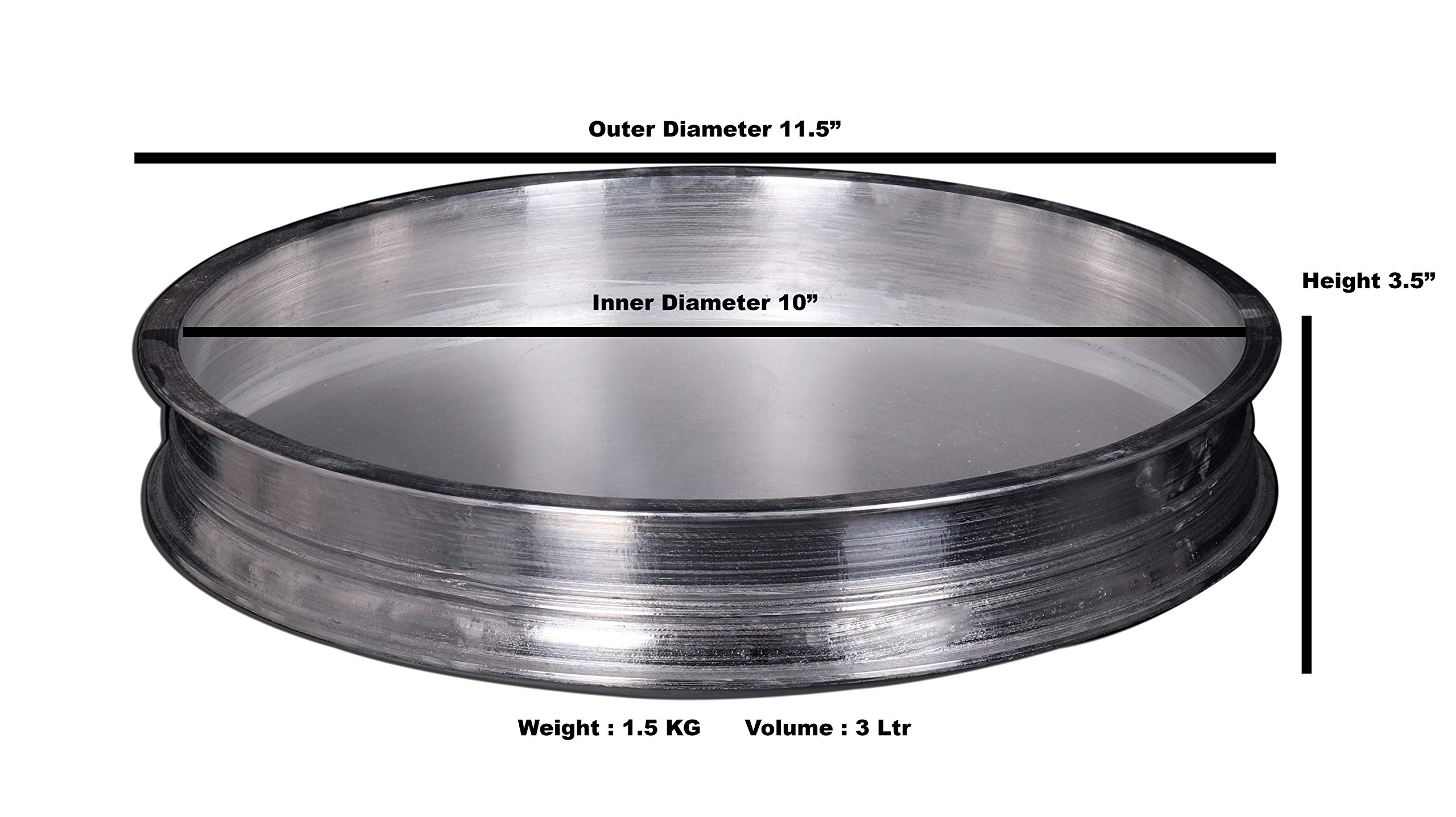 Malabar Trading Company Aluminum Uruli, Uruli for Cooking 3 Litre (11.5")(Silver)