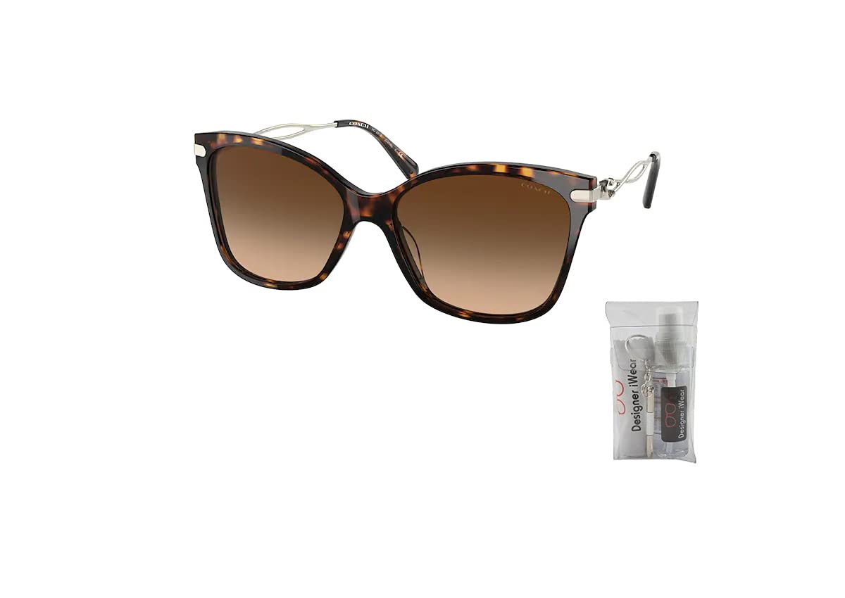 Coach HC8316 512074 58MM Dark Tortoise/Brown Gradient Butterfly Sunglasses for Women + BUNDLE With Designer iWear Eyewear Kit