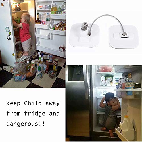 Locks for Refrigerator,2 Pack Fridge Lock with Keys,Lock for a Fridge(White Refrigerator Lock)