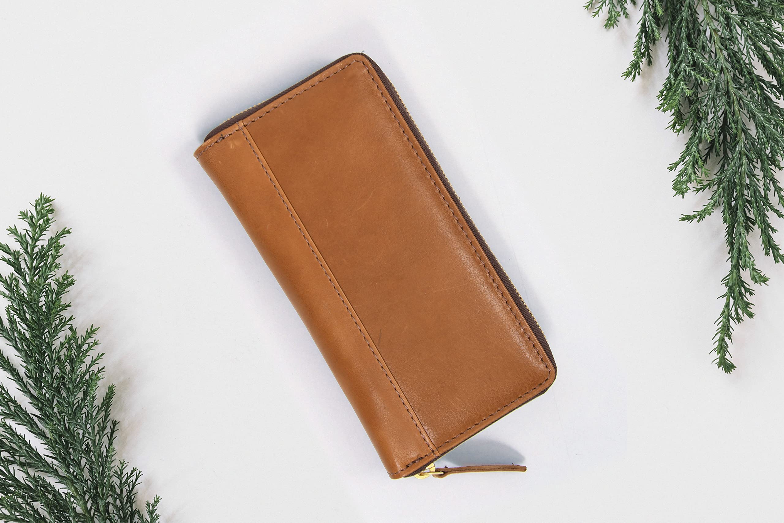 Women's RFID Blocking Large Capacity Leather Wallet Zip Around Phone Clutch Large Travel Purse Wristlet (Seaweed)