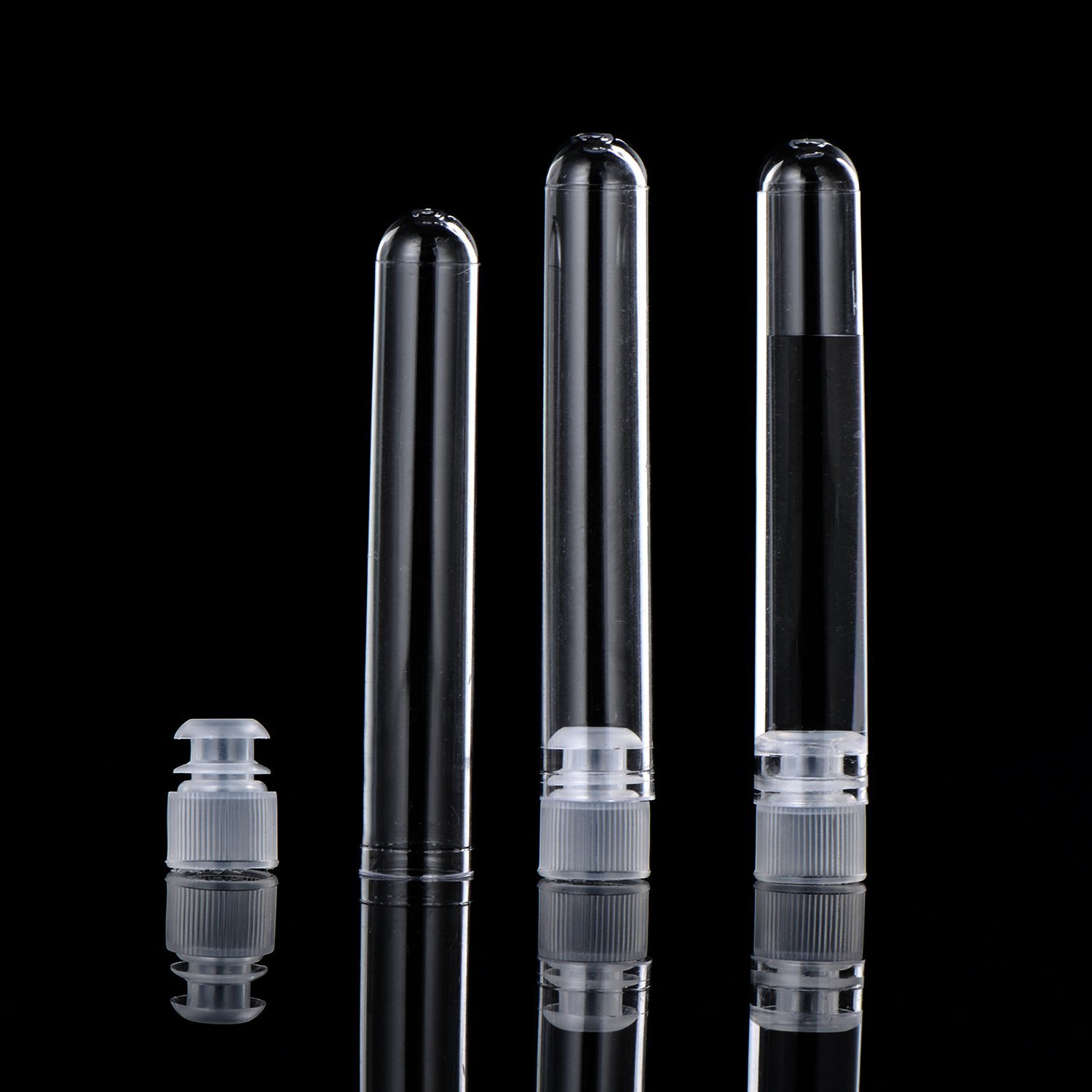 Hicarer 50 Pieces Clear Plastic Test Tubes 12 by 75 mm with Push Caps, 5 ml