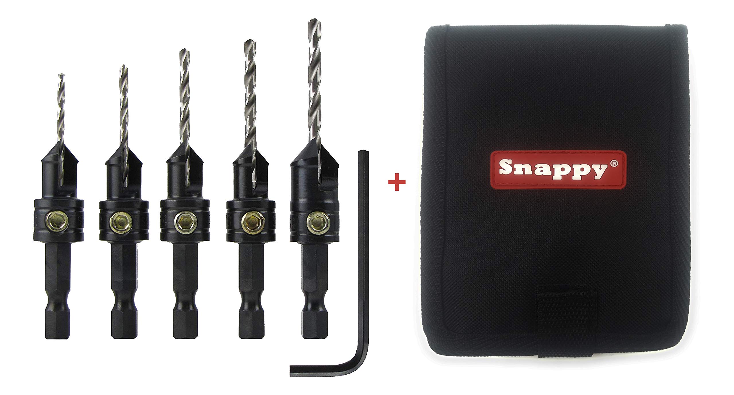 Make it Snappy Tools Brand Quick-Change 5-Pc. Countersink Drill Bit Set with Case. Proudly Made in The USA