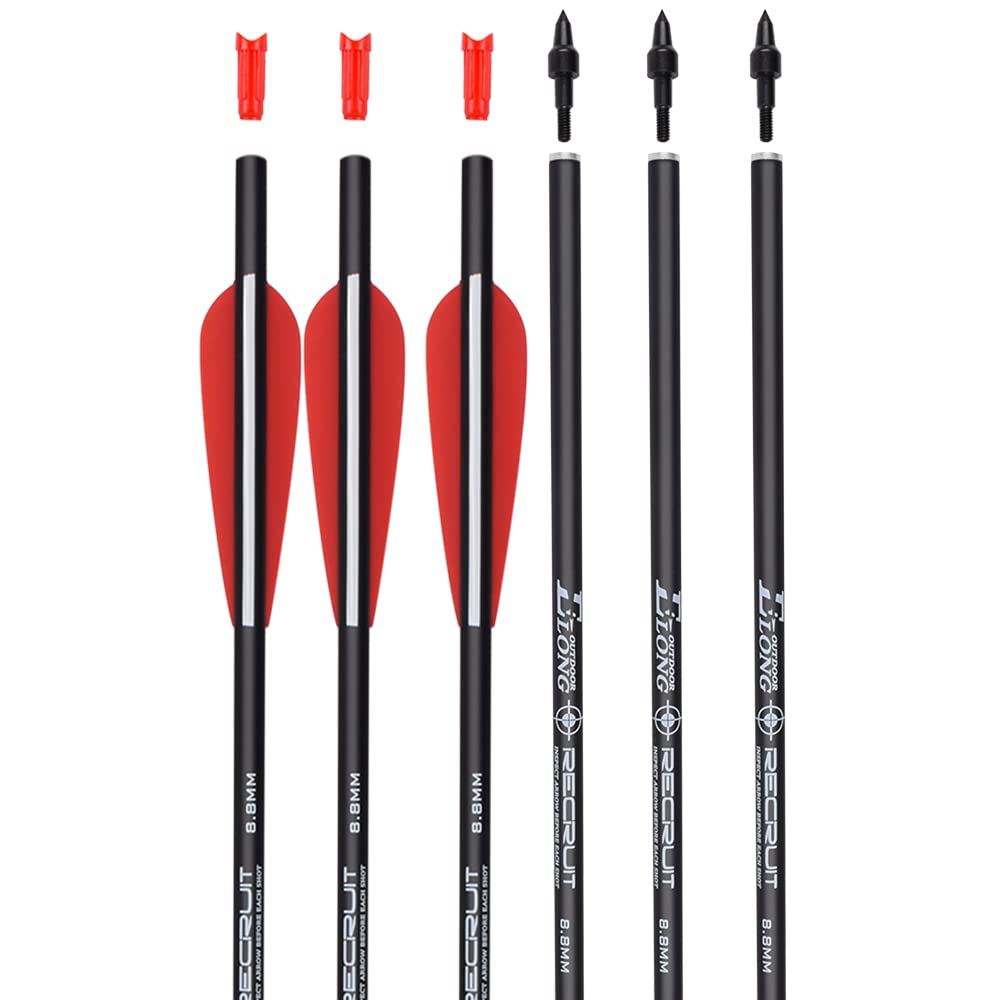 Carbon Crossbow Bolts 16 Inch Hunting Archery Arrows with 4" Vanes Replaced Arrowhead Tip 12PCS