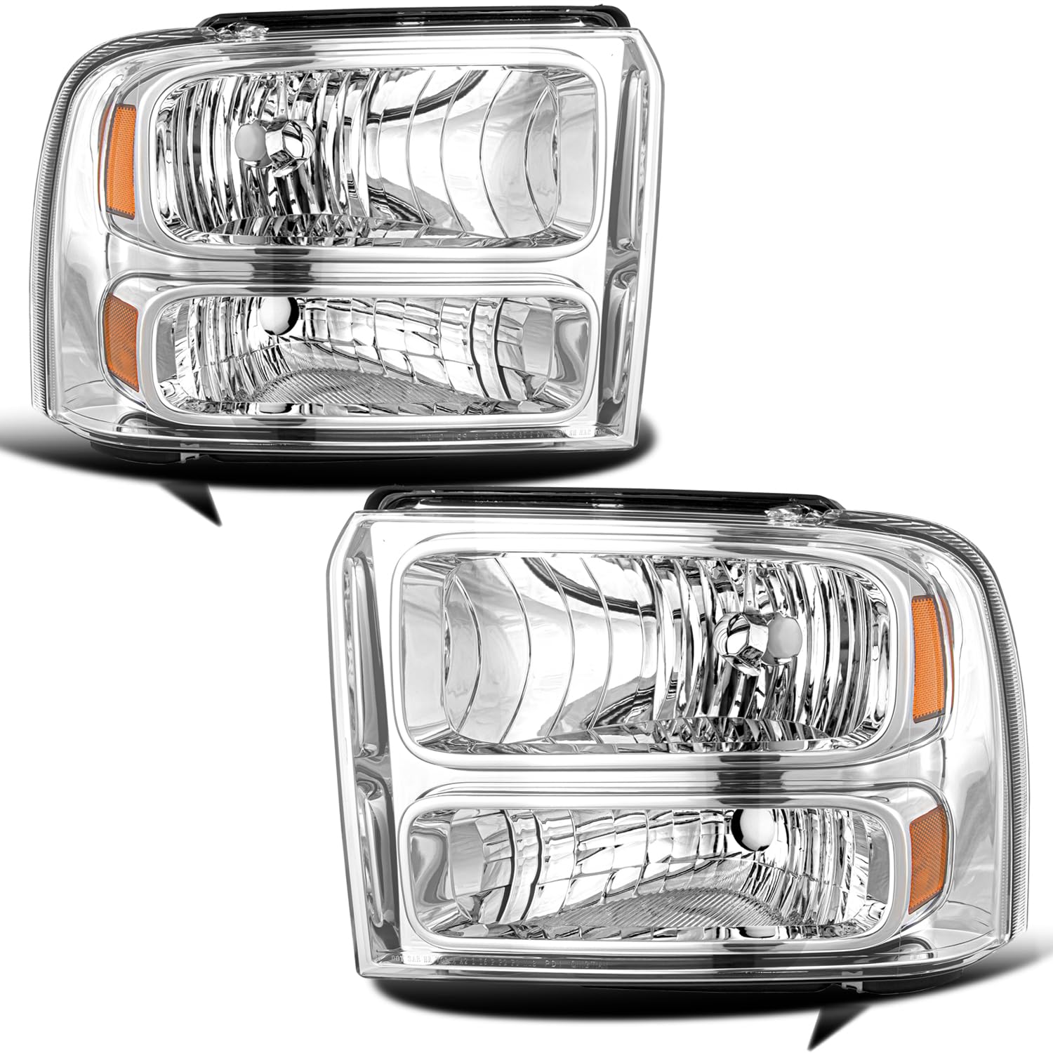 BRYGHT Headlight Assembly Fit for 2005 to 2007 Ford F250 F350 F450 F550 Super Duty / 2005 Ford Excursion Driver and Passenger Side